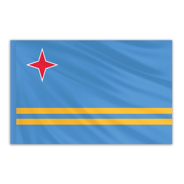 Global Flags Unlimited Aruba Indoor Nylon Flag 3'x5' with Gold Fringe 201161F | Zoro